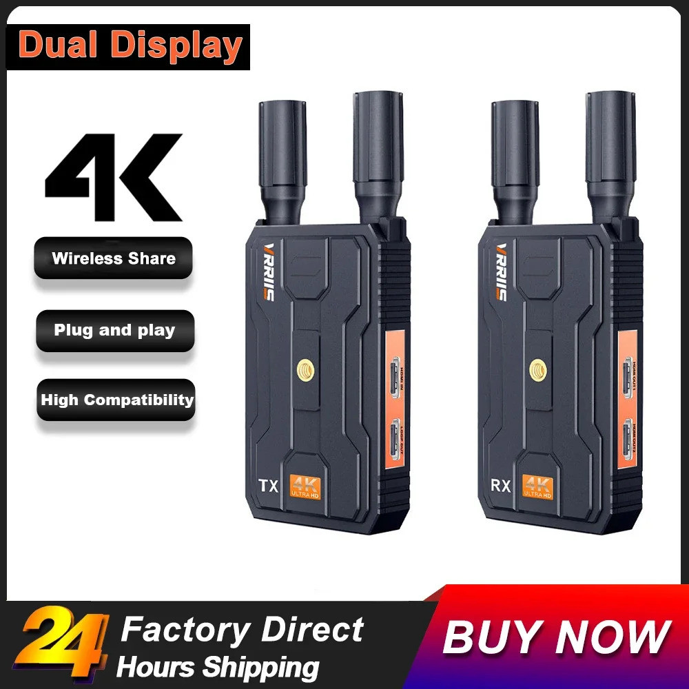 4K Wireless Transmission System Dual HDMI Display with HDMI Loop Video ...