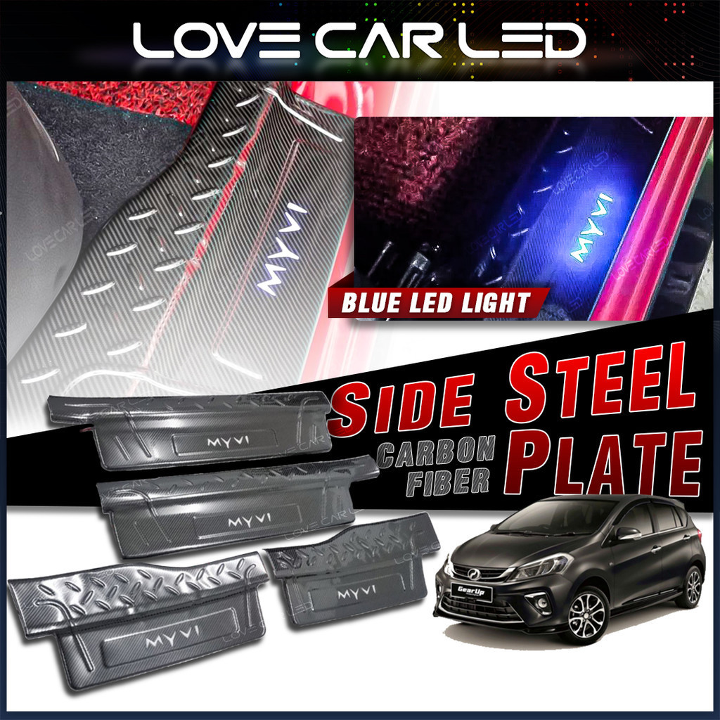 Perodua Myvi 2018-2023 Side Steel Plate/Door Side Step With Led Blue ...
