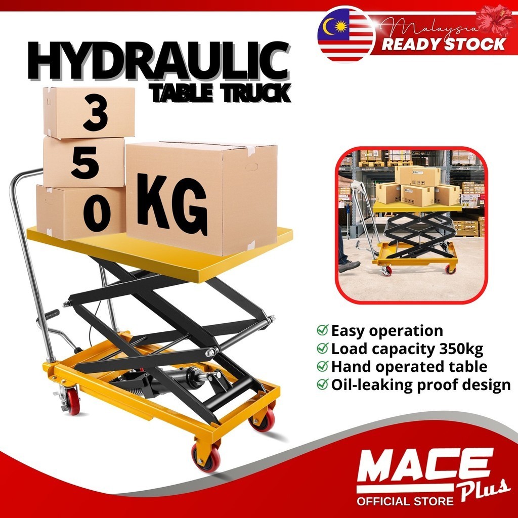 350kg Hydraulic Table Truck Heavy Duty Lift Trolley Troli Hydraulic ...