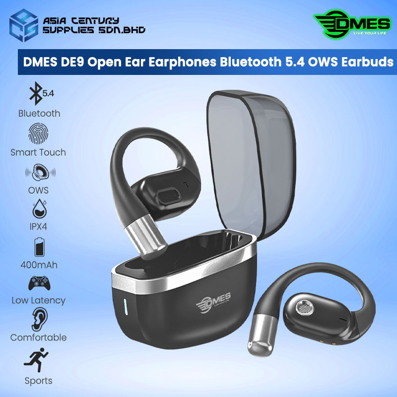 DMES DE9 Open Ear Earphones Bluetooth 5.4 OWS Air Conduction Earhook Bass Sound Earbuds | Shopee ...