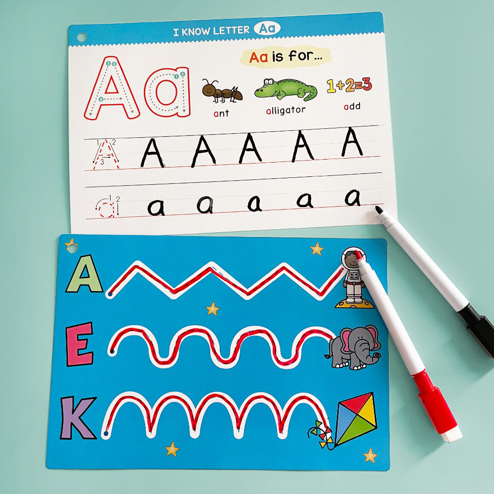 Dry Erase 26 Letters English Flash Cards for Kids Baby Preschool ...