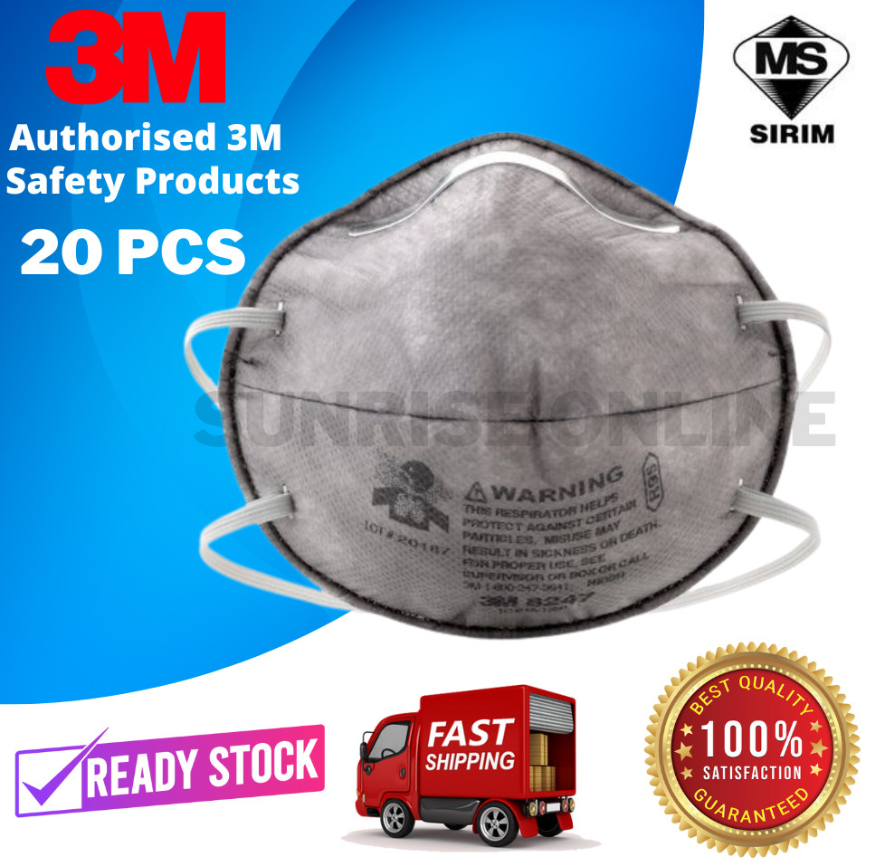[ORIGINAL] 3M 8247 R95 Particulate Respirator(1 Box) 3M R95 3M Gas Mask Paint Mask N95 3M N95 ...