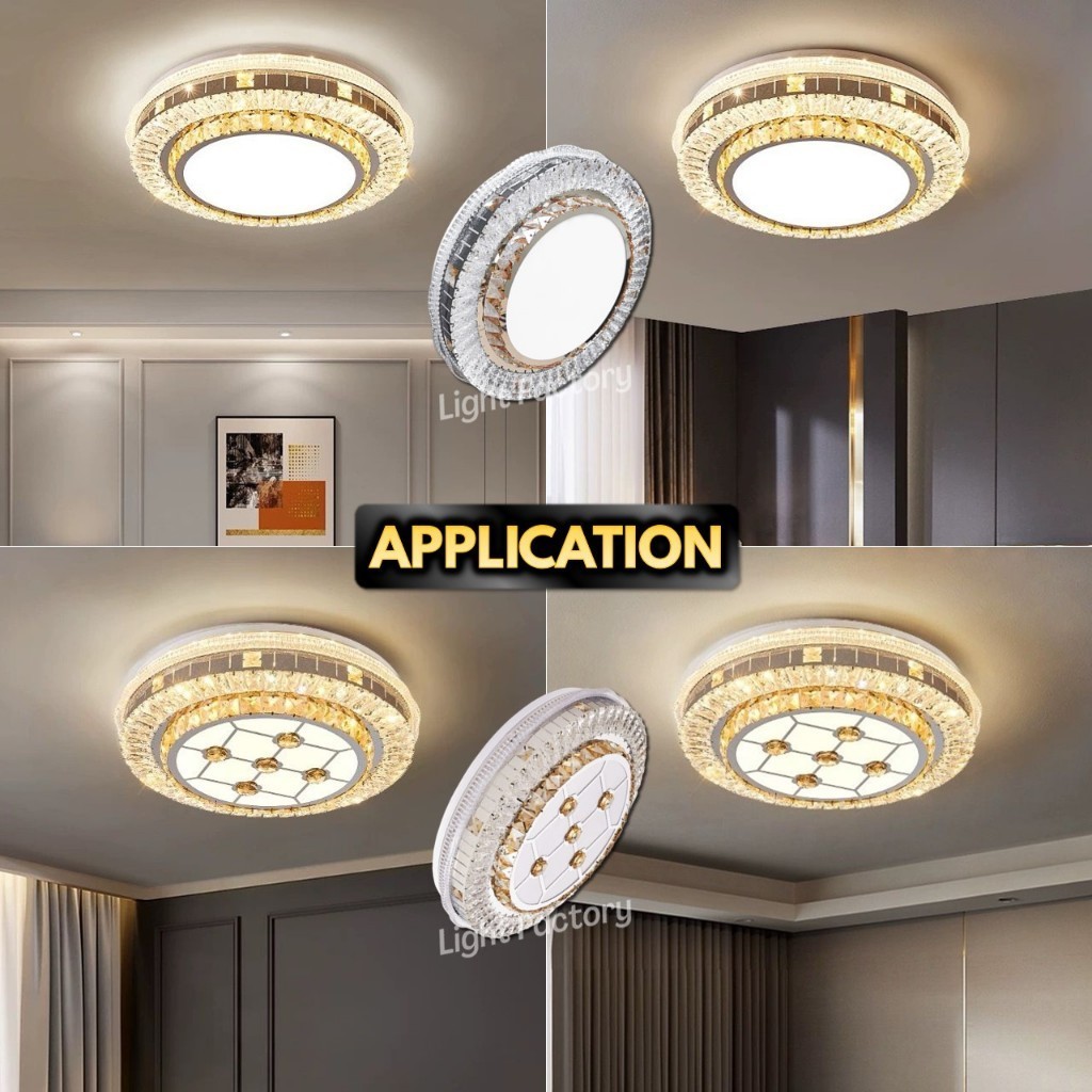 🔥NEW ARRIVAL🔥3 Colour LED Crystal Ceiling Light 36W 40W 50W Surface ...