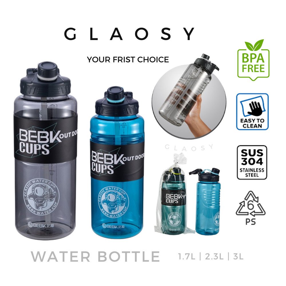 1.7L 2.3L 3L - Water Drinking Bottle Large Capacity with Hander Strap ...