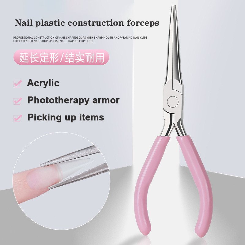 Nail Tool Pink Handle Long Pointed Nose Shaping Pliers Construction ...