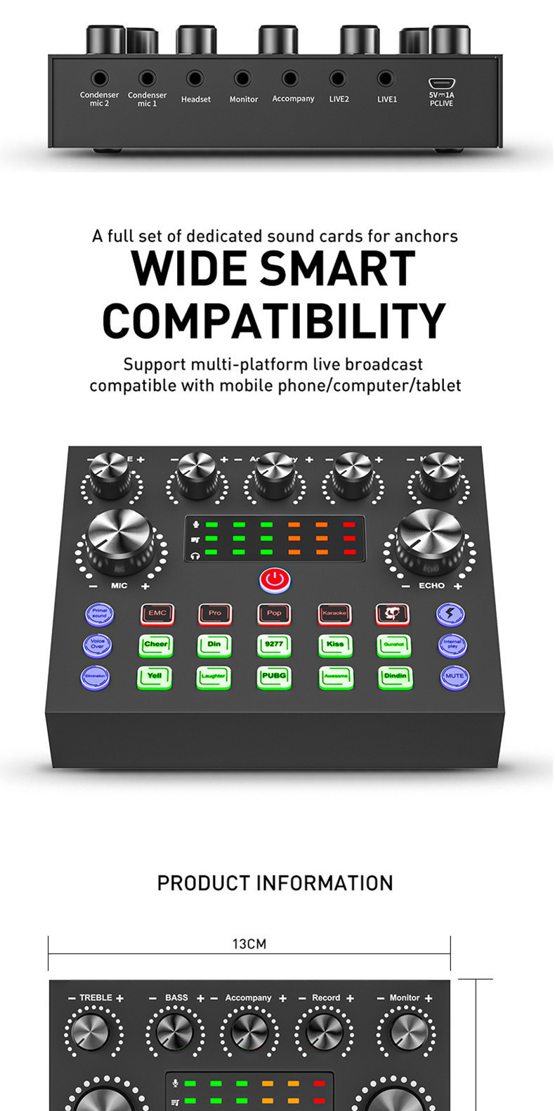 V8s Live Sound Card Set Microphone Mobile Phone Computer k Song Full ...