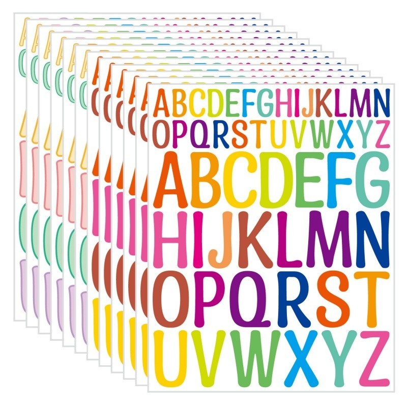 Letter Stickers 12 Sheets Self Adhesive Vinyl Stick on Letters Capital ...