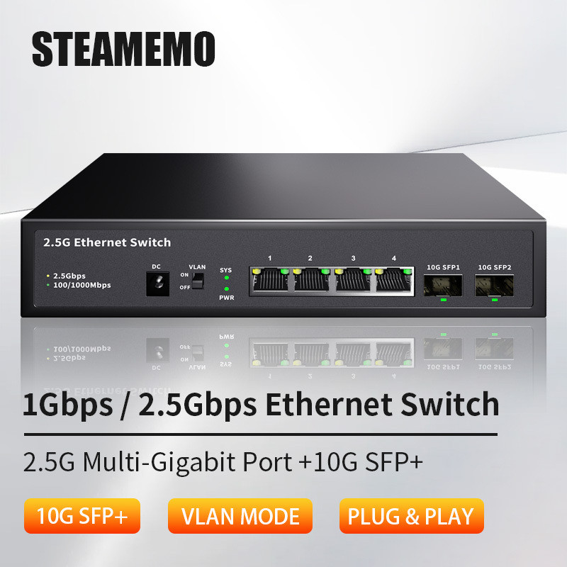 4 Port 2.5G Ethernet Switch 10G SFP+ Network Switch None POE Switch ...