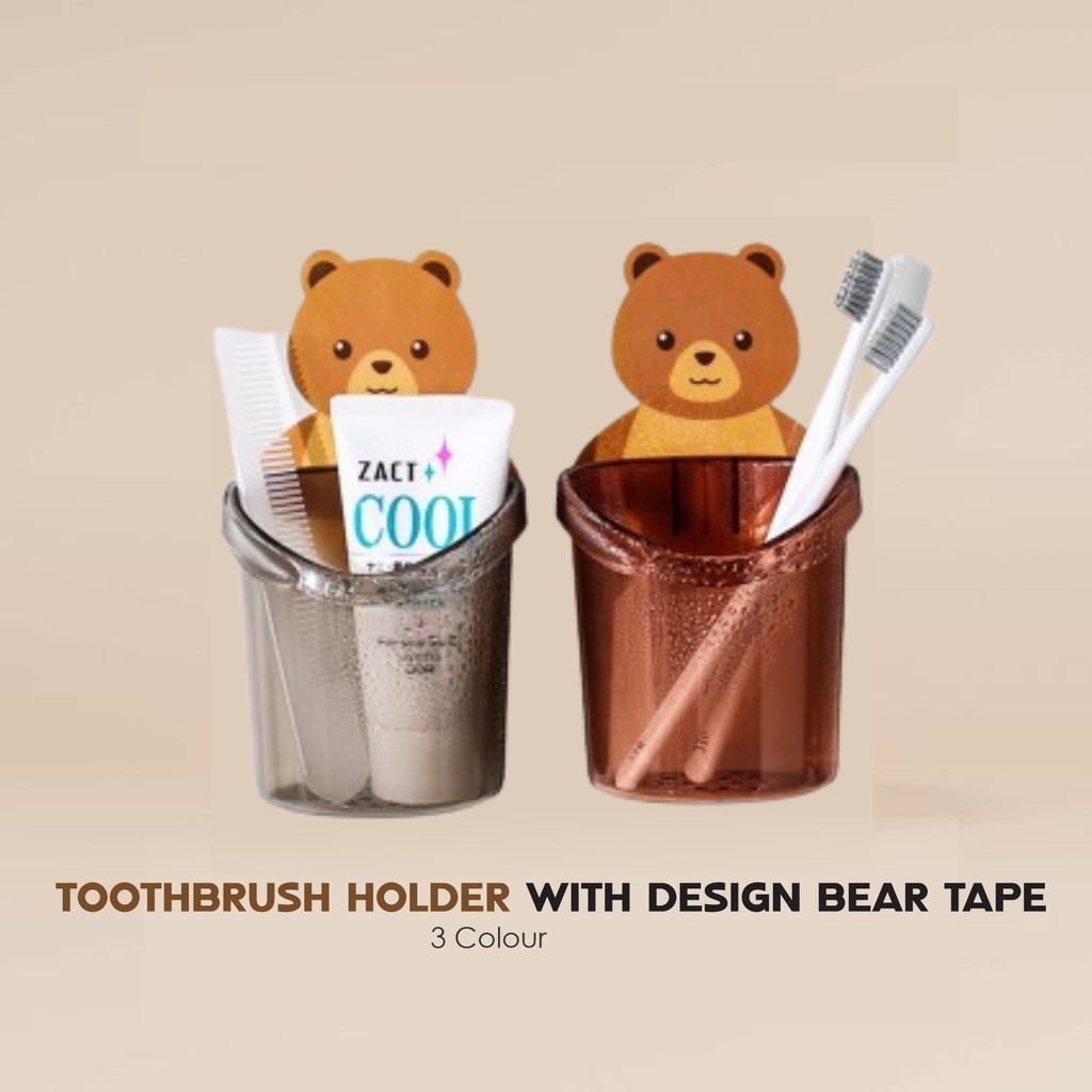 BSU Bear Toothbrush Holder Bathroom Wall Mounted Storage Cute Bathroom ...