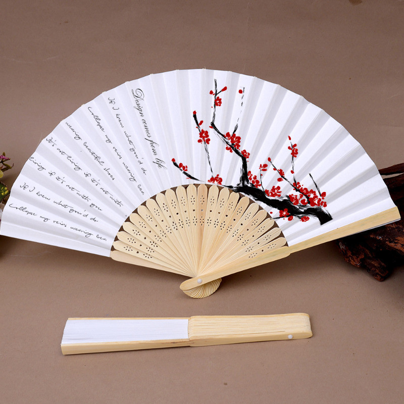 Wedding Handheld Paper Fan - Bamboo Folding Paper Fan - White Hand Fan ...