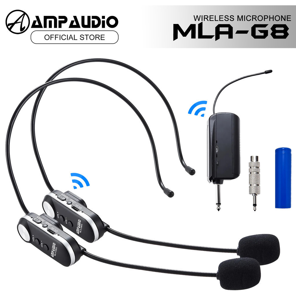 AMPAUDIO UHF Wireless Microphone Professional Head-Wear Mic With Volume ...