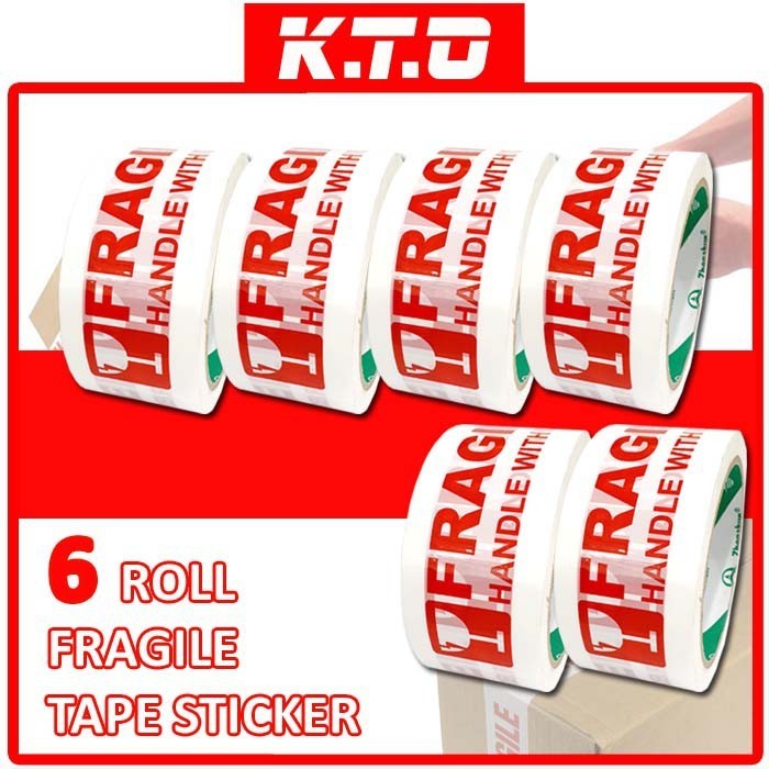 6 Pcs 50m Fragile Tape Sticker High Adhesive Fargile Label Warning ...