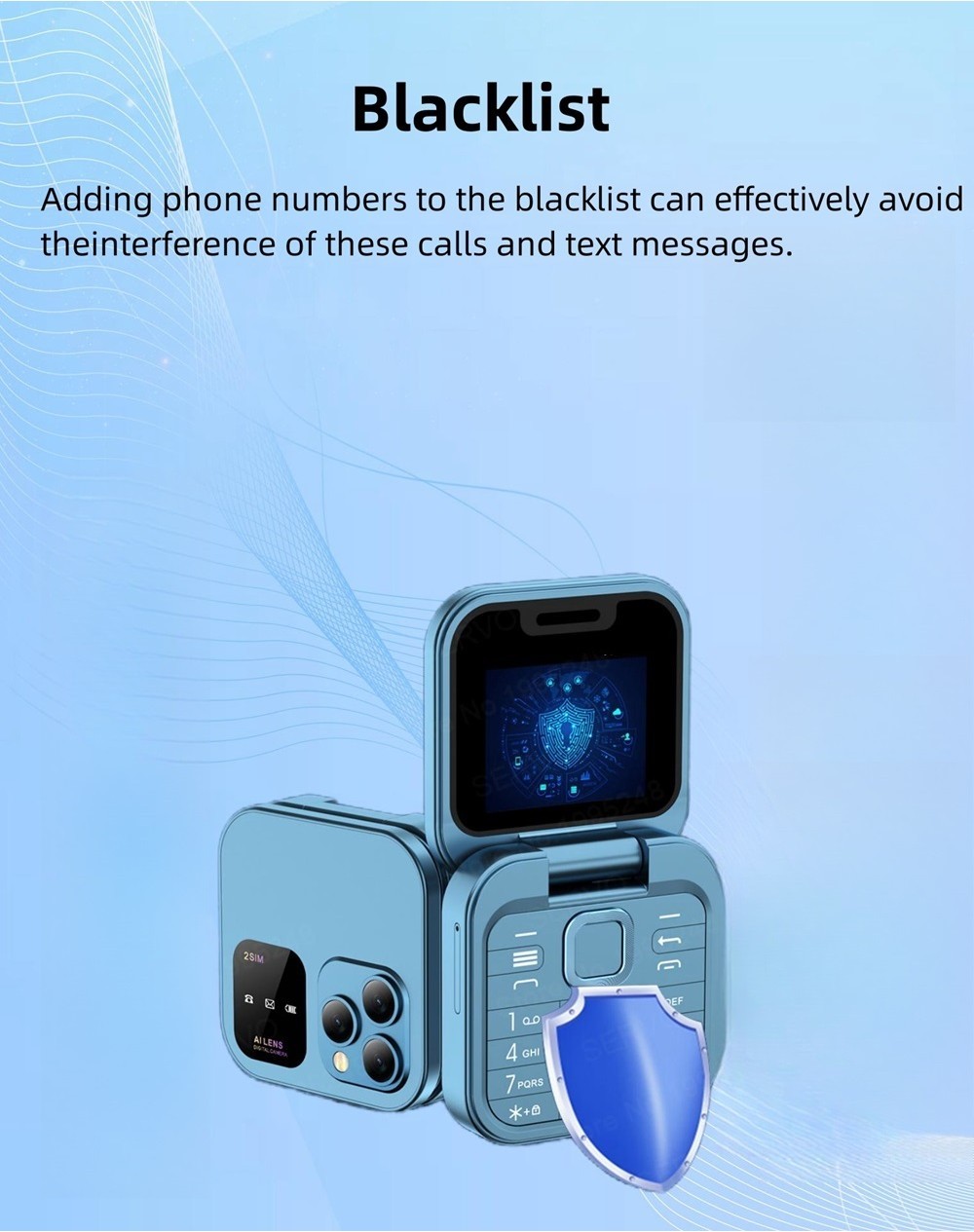 2024 New Mini Foldable Mobile Phone FM Radio Magic Voice Blacklist ...