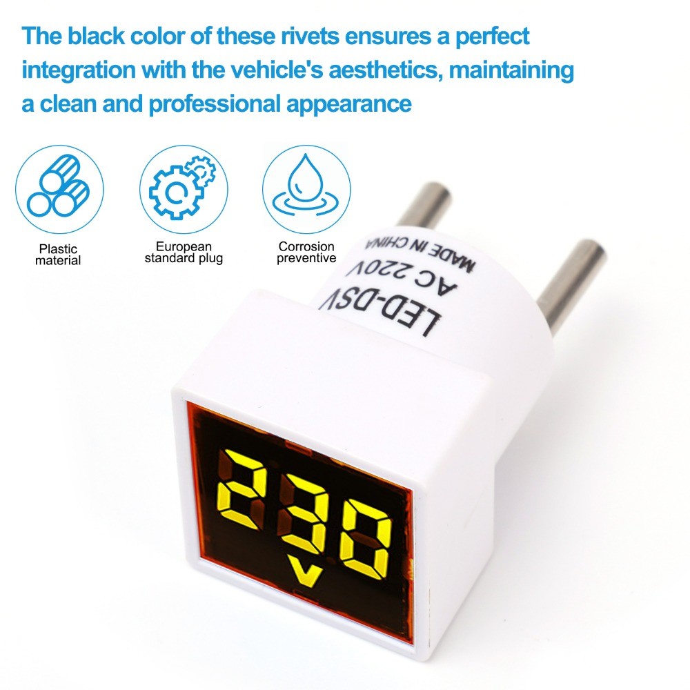 EU Plug LED Display Voltmeter Indicator Light AC50V-500V Square Digital ...
