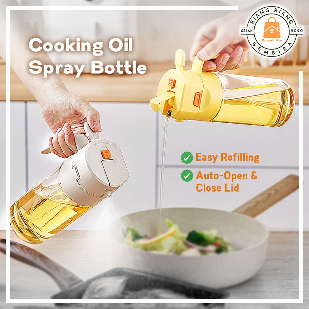 600ML Glass Oil Bottle Dispenser 2 in 1 Oil Bottle Cooking Oil Spray ...