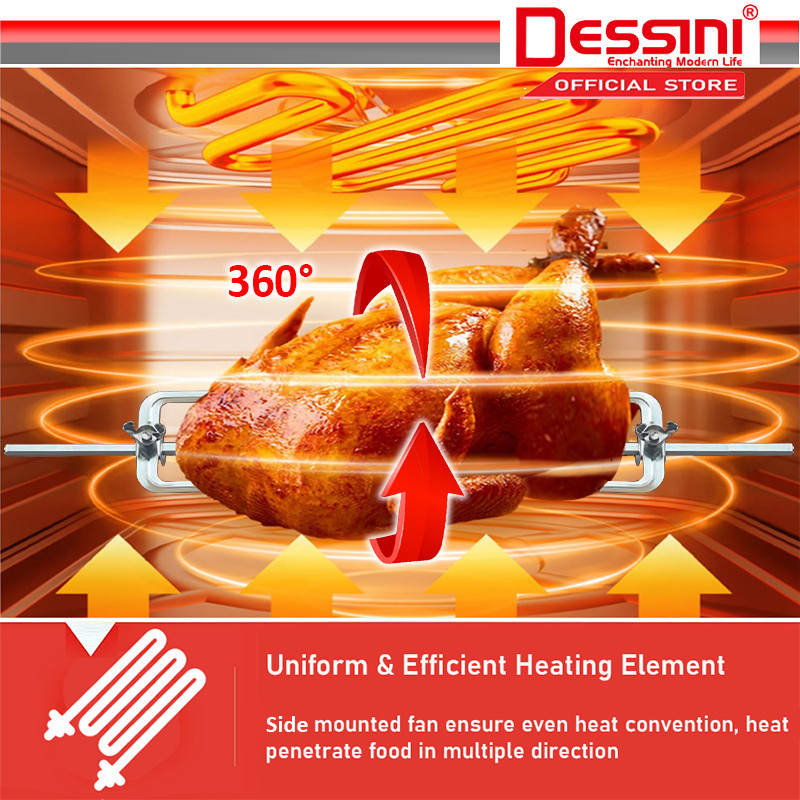 DESSINI ITALY 150L Electric Rotisserie Oven Convection Hot Air Fryer ...
