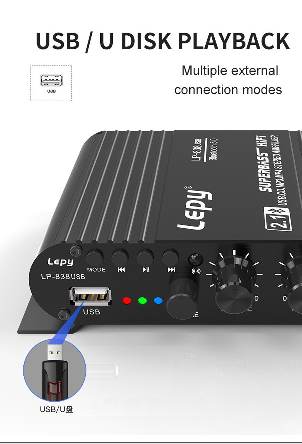 Latest Version Mini Car Amplifier Audio USB Biuetooth MP3 Music Player ...