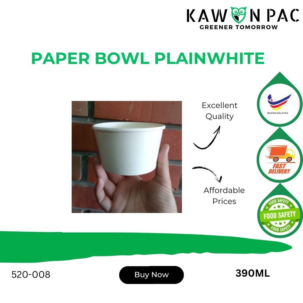 390cc Paper Bowl Plainwhite (DPE), (1pack x 50pcs) | Shopee Malaysia