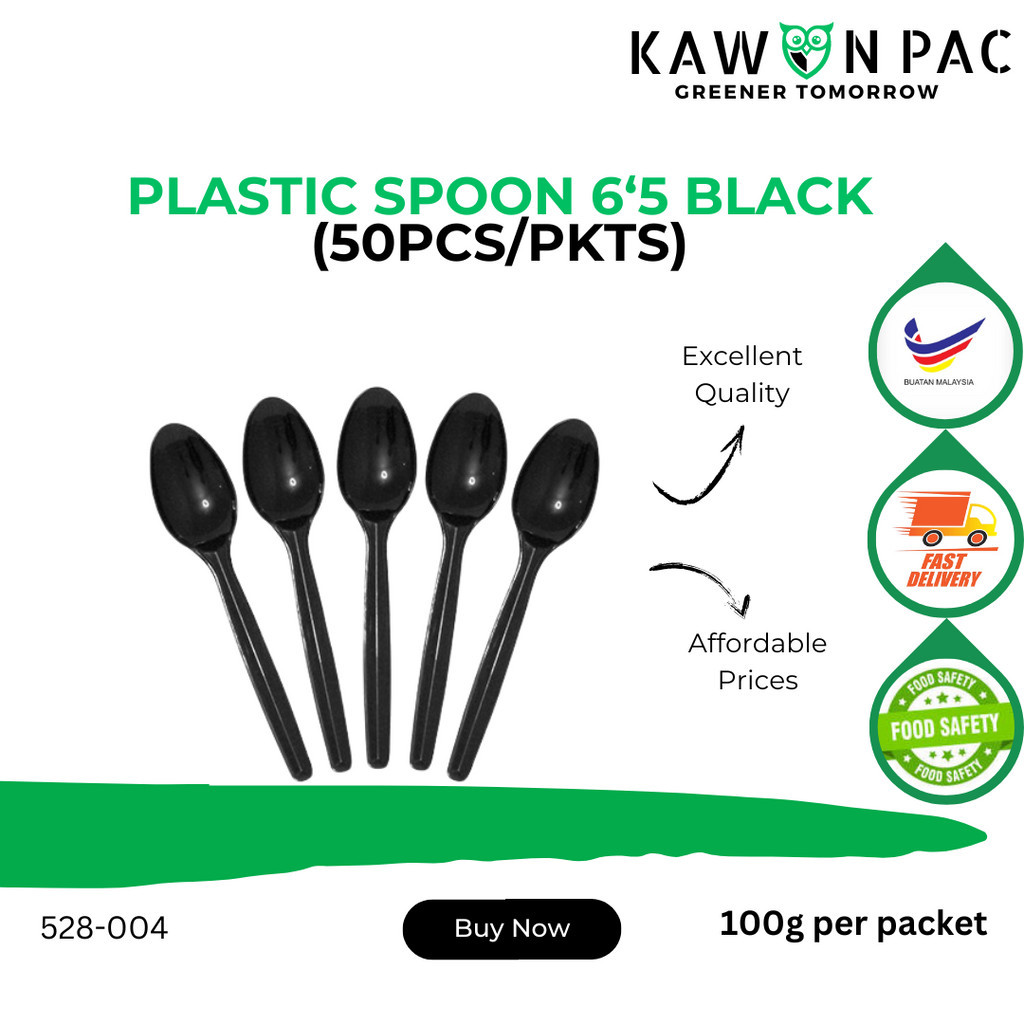 PLASTIC SPOON 6"5 BLACK, (50PCS X 1PKTS) | Shopee Malaysia