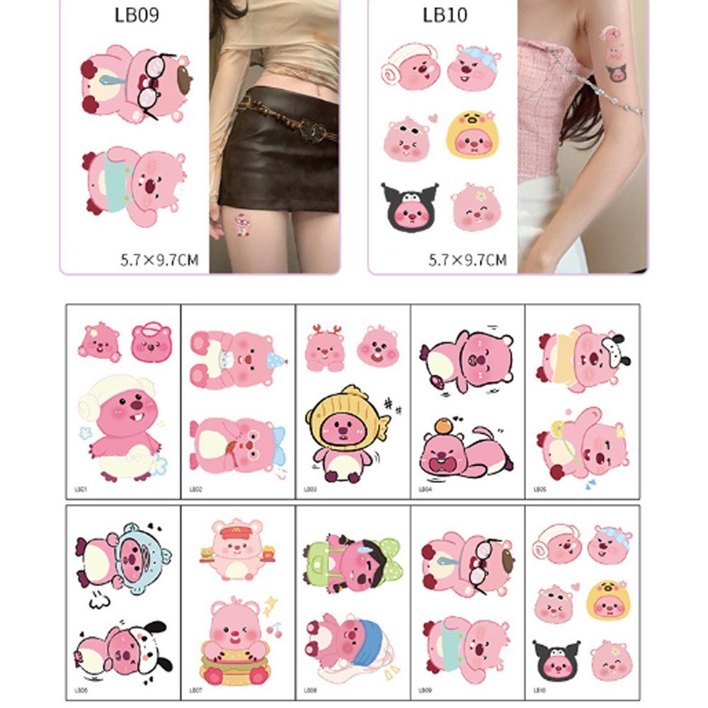 10 Sheets Cartoon Loopy Capybara Tattoo Sweet Girls Arm Clavicle ...