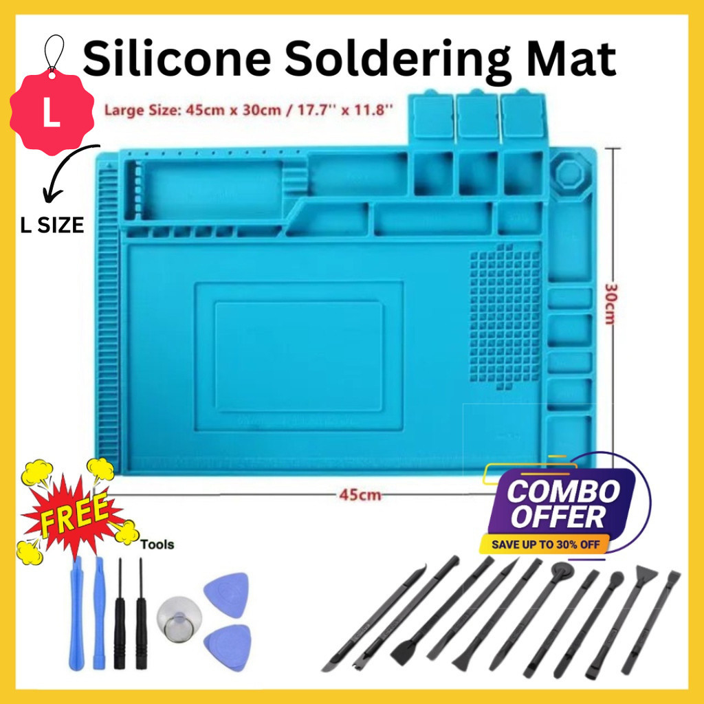 45cm x 30cm Magnetic Heat Insulation Silicone BGA Soldering SolderPad Repair Mat Mobile Phone ...