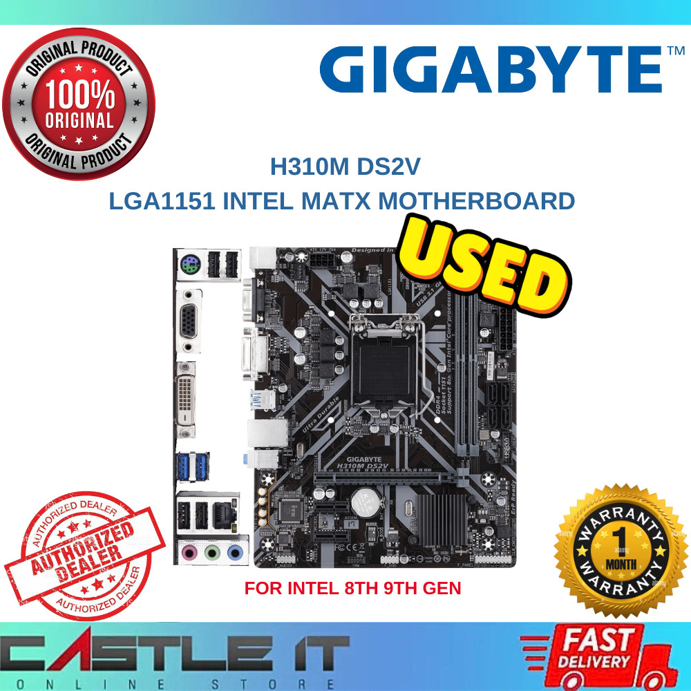 Gigabyte H310M DS2V S2 2.0 Used Motherboard LGA1151 Support 8th 9th Gen Intel CPU MATX | Shopee ...