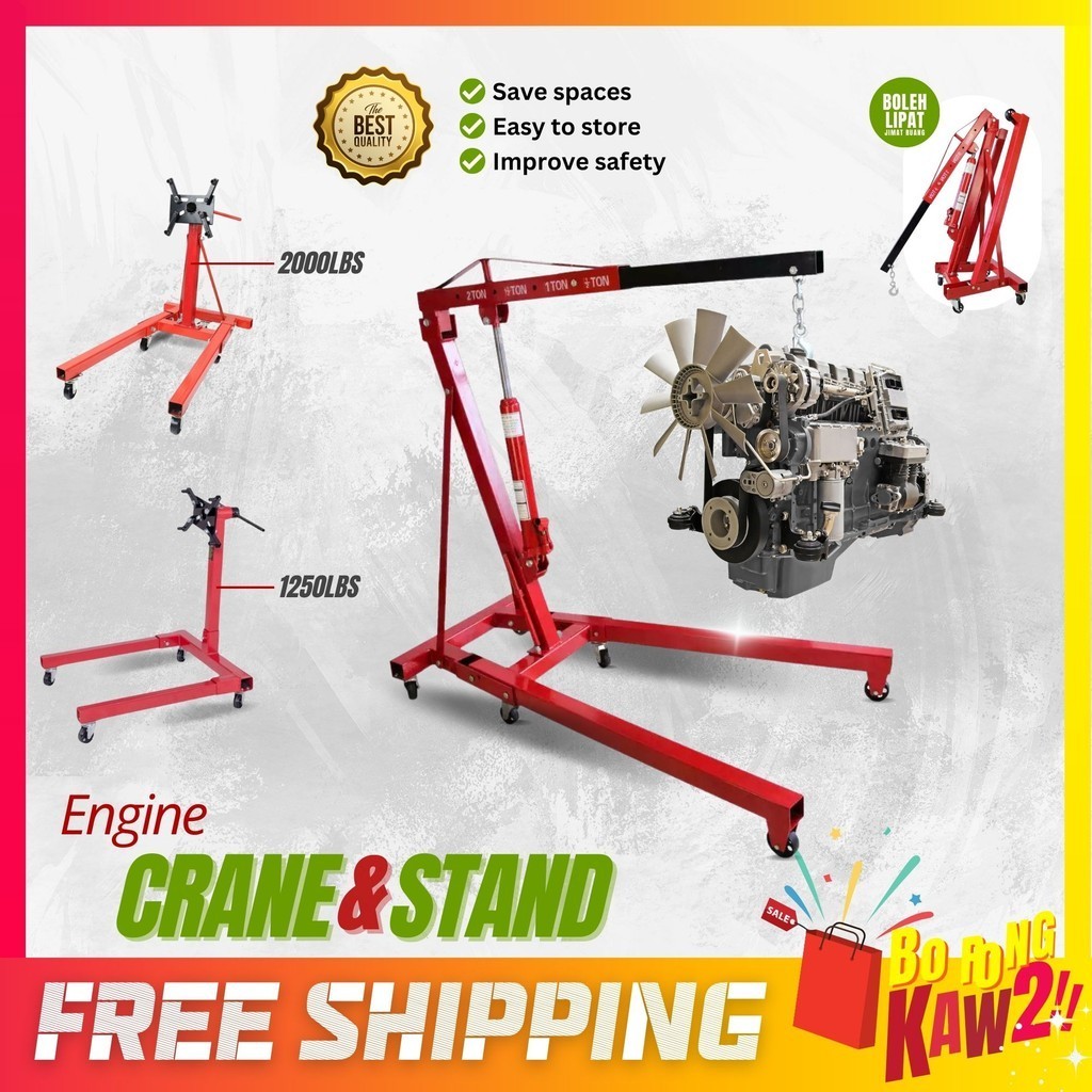 Heavy Duty Foldable Engine Crane Lifter Engine Stand 1250lbs / 2000lbs ...