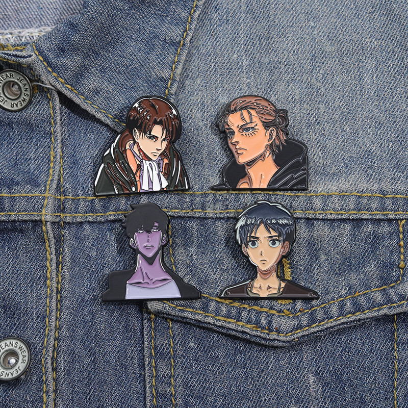Attack on Titan Enamel Pins Brooches Cartoon Character Levi Metal ...