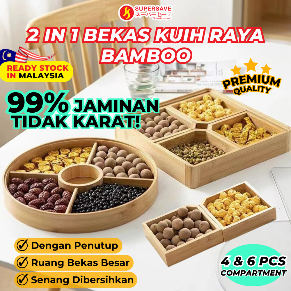 SUPERSAVE 2in1 Bamboo Tray Raya 2025 Bekas Kuih Buluh Dulang Tray with ...