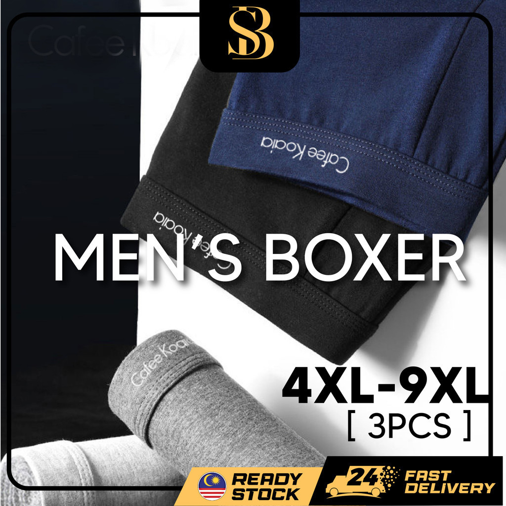 BOSC 85-150KG 1-4 pack Plus Size Boxer men 100 cotton big size shorts boxer lelaki boxer men big ...