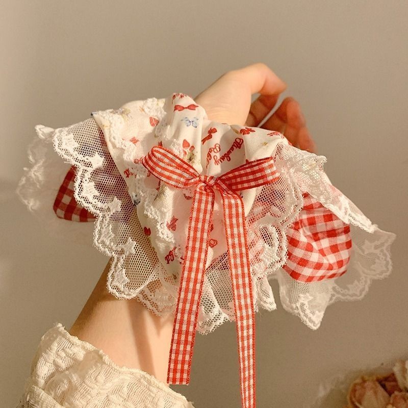 French Literary Retro Sweet Square Scarf Large Intestine Hair Circle ...