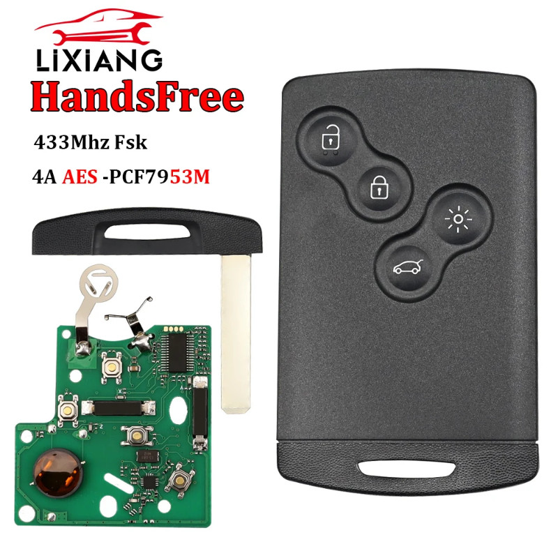 LIXIANG 4 button remote key card keyless smart key 433mhz 4A PCF7945 ...