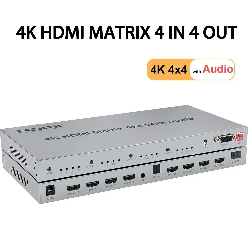 4K 30Hz 4x4 HDMI Matrix Switch Video Distributor 4 in 4 Out HDMI Matrix ...