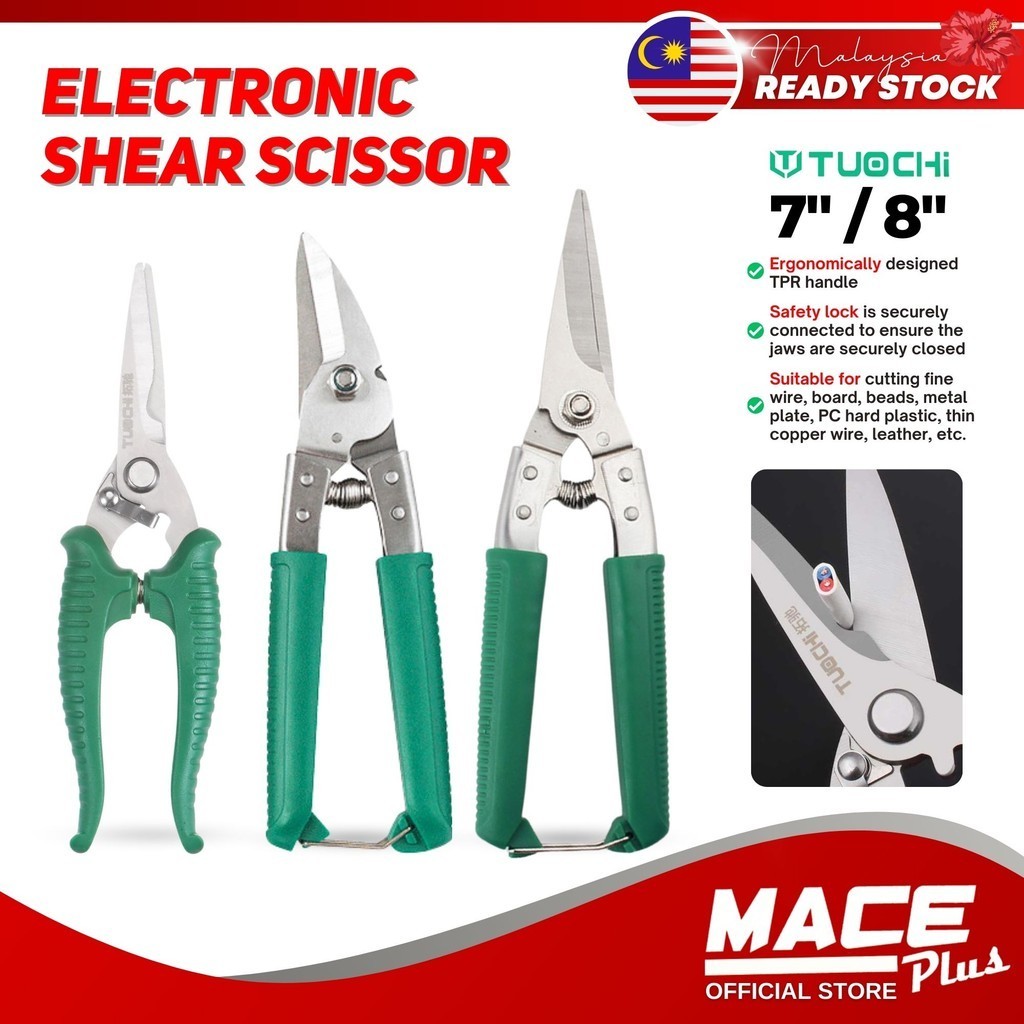 7" 8" Straight Curve Electrician Heavy Duty Electronic Scissor Cutting ...