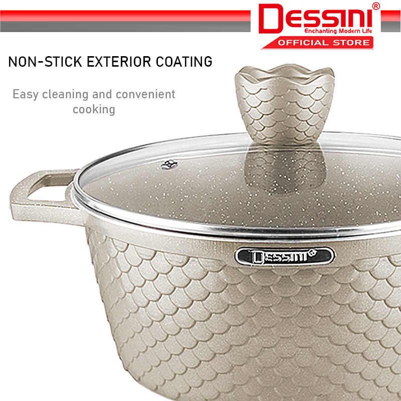DESSINI ITALY GGF-32 Granite Die Cast Aluminium Non Stick Casserole Pot Bowl Deep Fry Pan ...