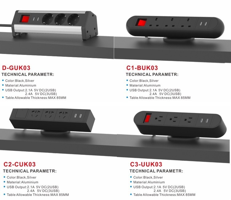 Melery Tablet Socket Power Strip UK 3 Ways Electrical Plugs Outlets ...