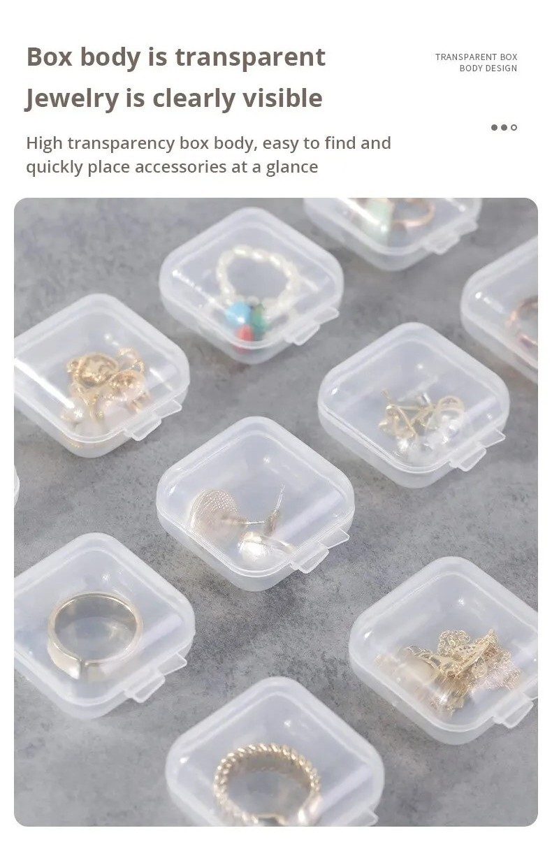 Mini Jewelry Storage Box Portable Clear Plastic Container DIY Craft ...