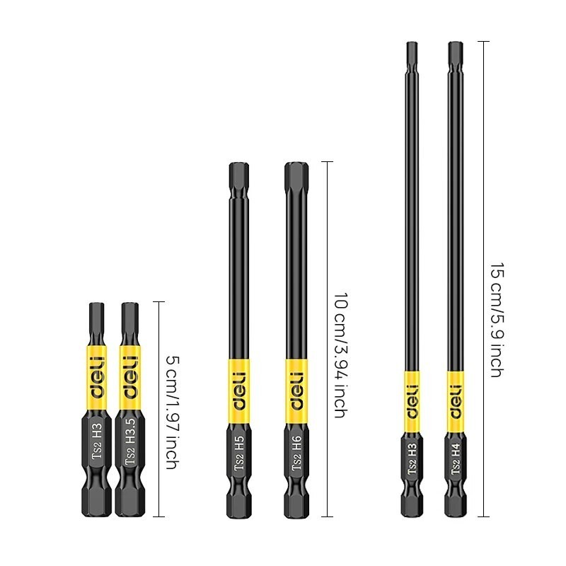 Deli Hex Shank Head Allen Wrench Screwdriver Socket Bit Metric Magnetic ...