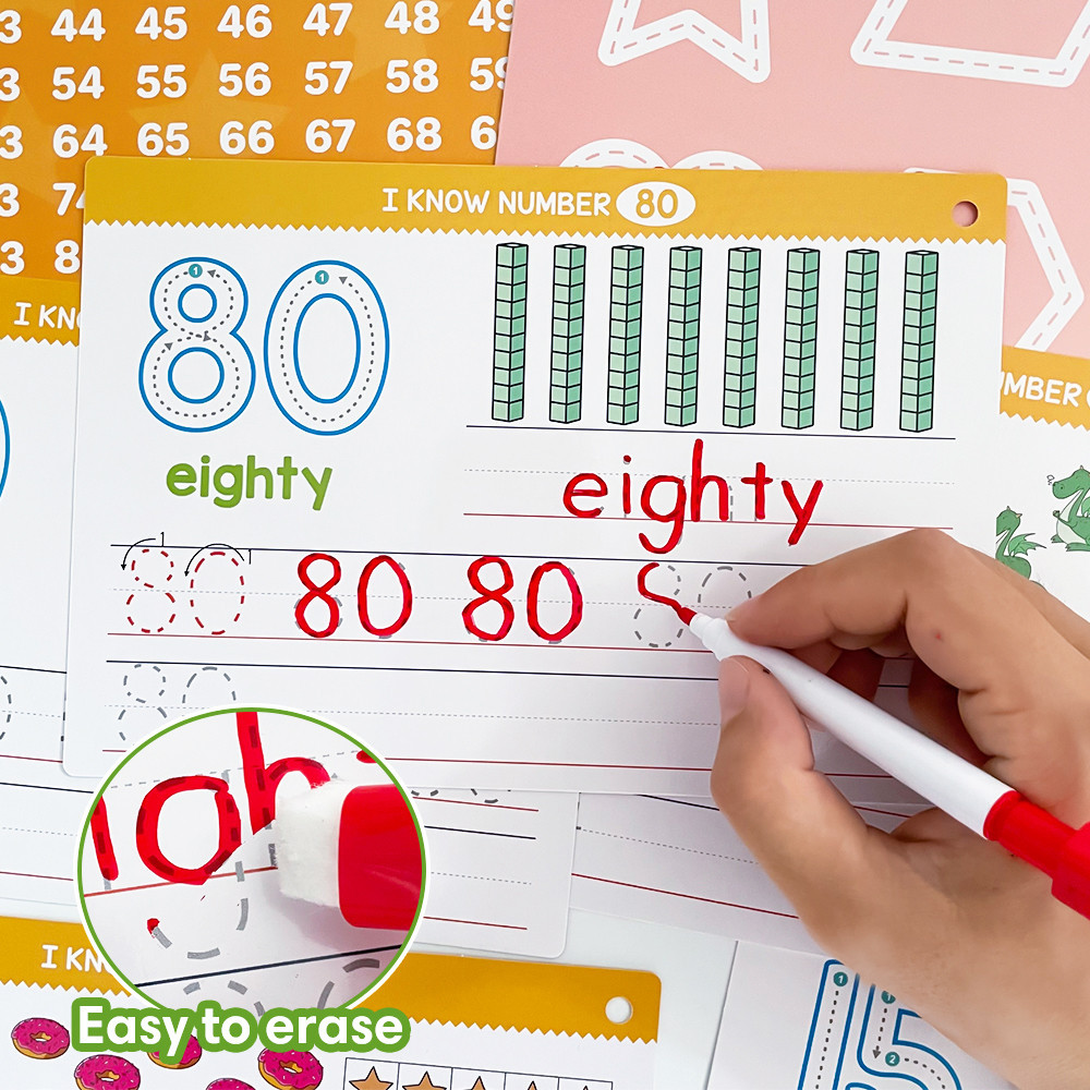 Kids Trace Letters & Numbers Dry Erase Practice Set - Alphabet & Number ...