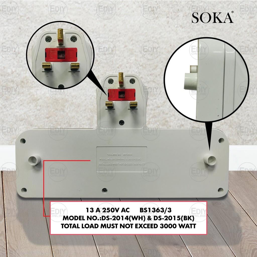 【SIRIM】3 PIN SOCKET OUTLET T ADAPORT USB 2 PORT PLUG SWITCH ADAPTOR WAY ...