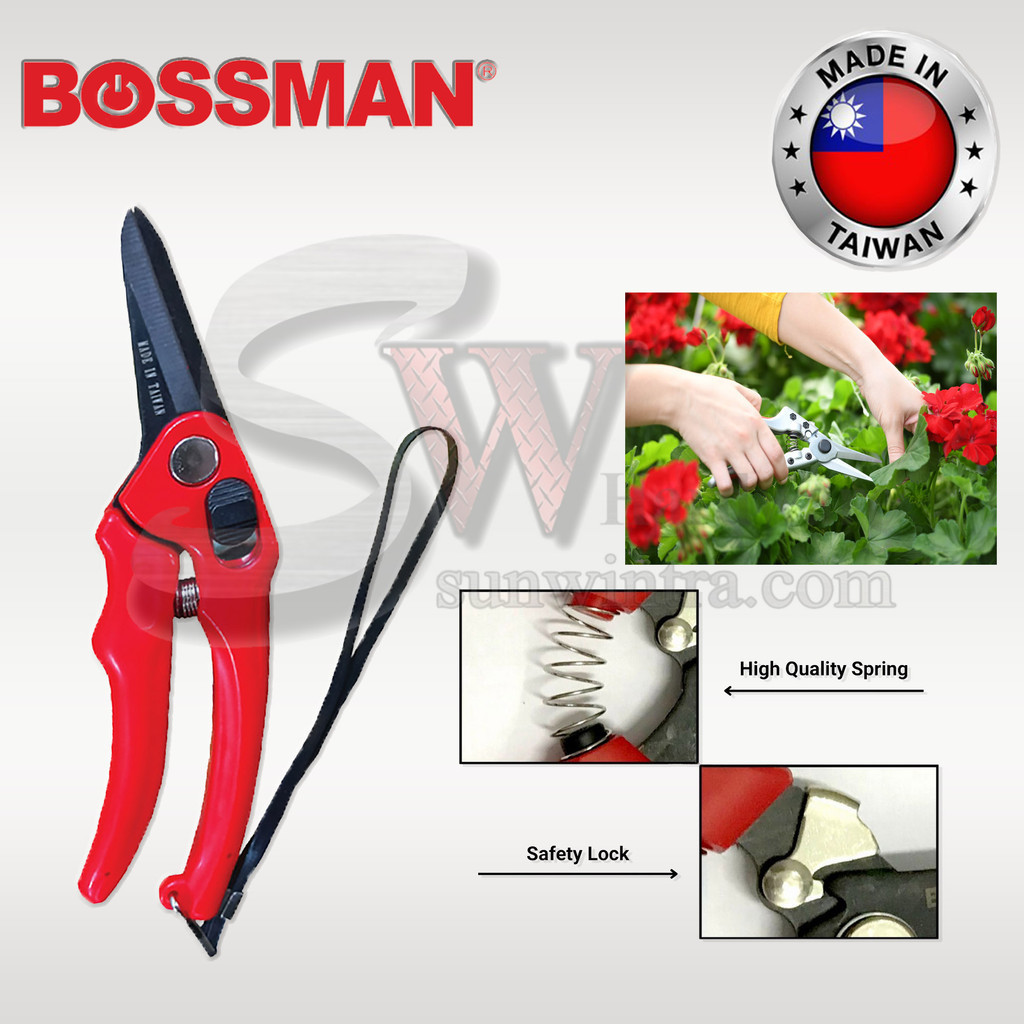 SW HARDWARE BOSSMAN BPSS-117 Straight Pruning Shears BPSS117 Gunting ...