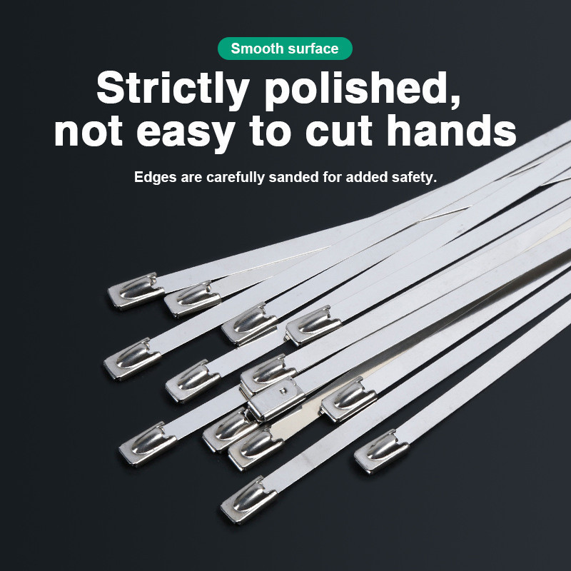 100 Pcs Stainless Steel Metal Cable Ties 4.6mm Heavy Duty Self-Locking ...