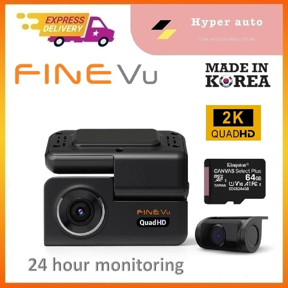 FineVu GX300 Front 2K Rear FHD 2 Channel Dash Cam (64GB SD Card ...