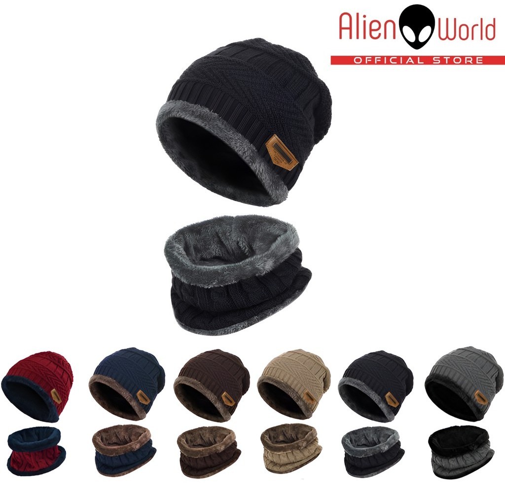 2 in 1 Knitted Winter Unisex Beanie Hat & Scarf | Knit Hat and Neck ...