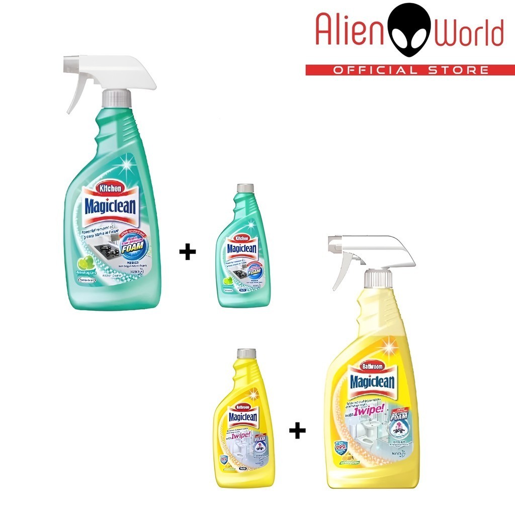 2 in 1 Bundle Kao Magiclean Cleaner Spray Bottle + Refill Kitchen Toilet Glass Cleaner 1L ...