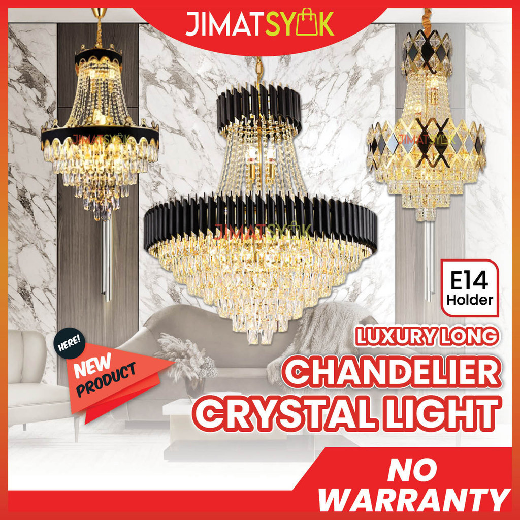 Double Layer Chandelier Long Pendant Light Crystal E14 Bulb Chandelier Light Lampu Kristal ...