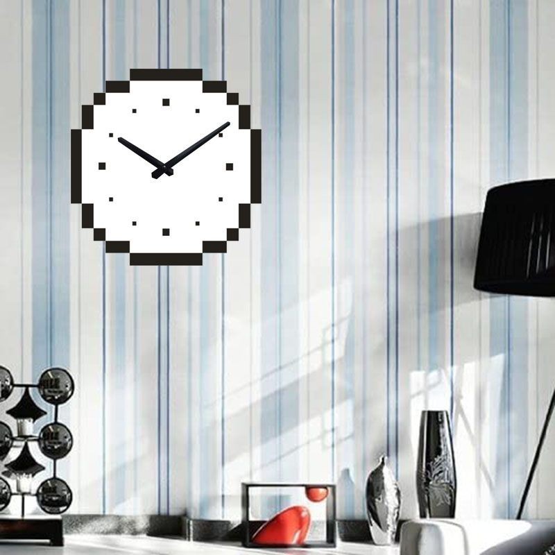 Pixel Screen Minecraft Wall Clock Simple Art Bedroom Clock Technology ...