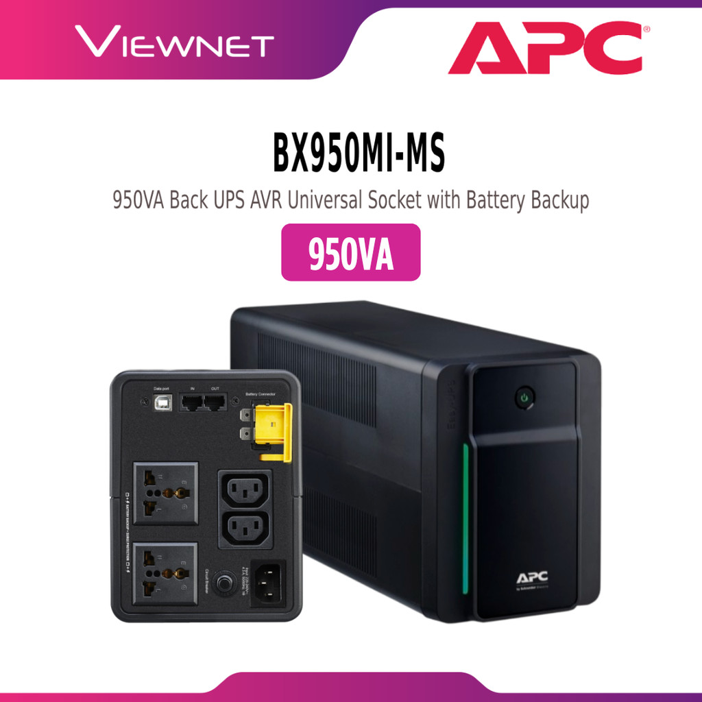 APC UPS BX950MI-MS 950VA, 230V BACK UPS AVR UNIVERSAL SOCKET WITH ...