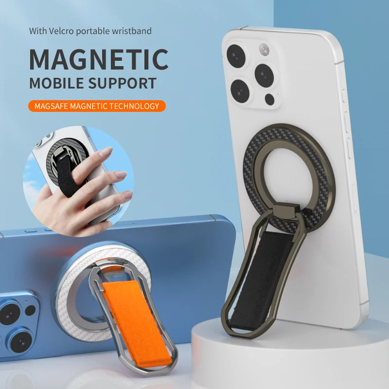 Velcro Ring Metal Rotation Magnetic Phone Holder For iPhone 12 13 14 15 ...