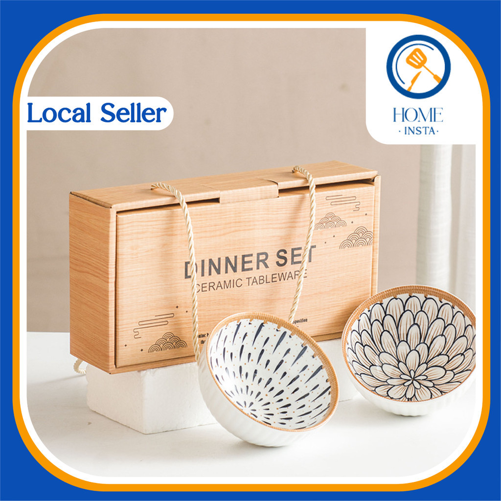 【Free Gift】Traditional Japanese Style Rice Bowl Ceramic Mangkuk Set ...